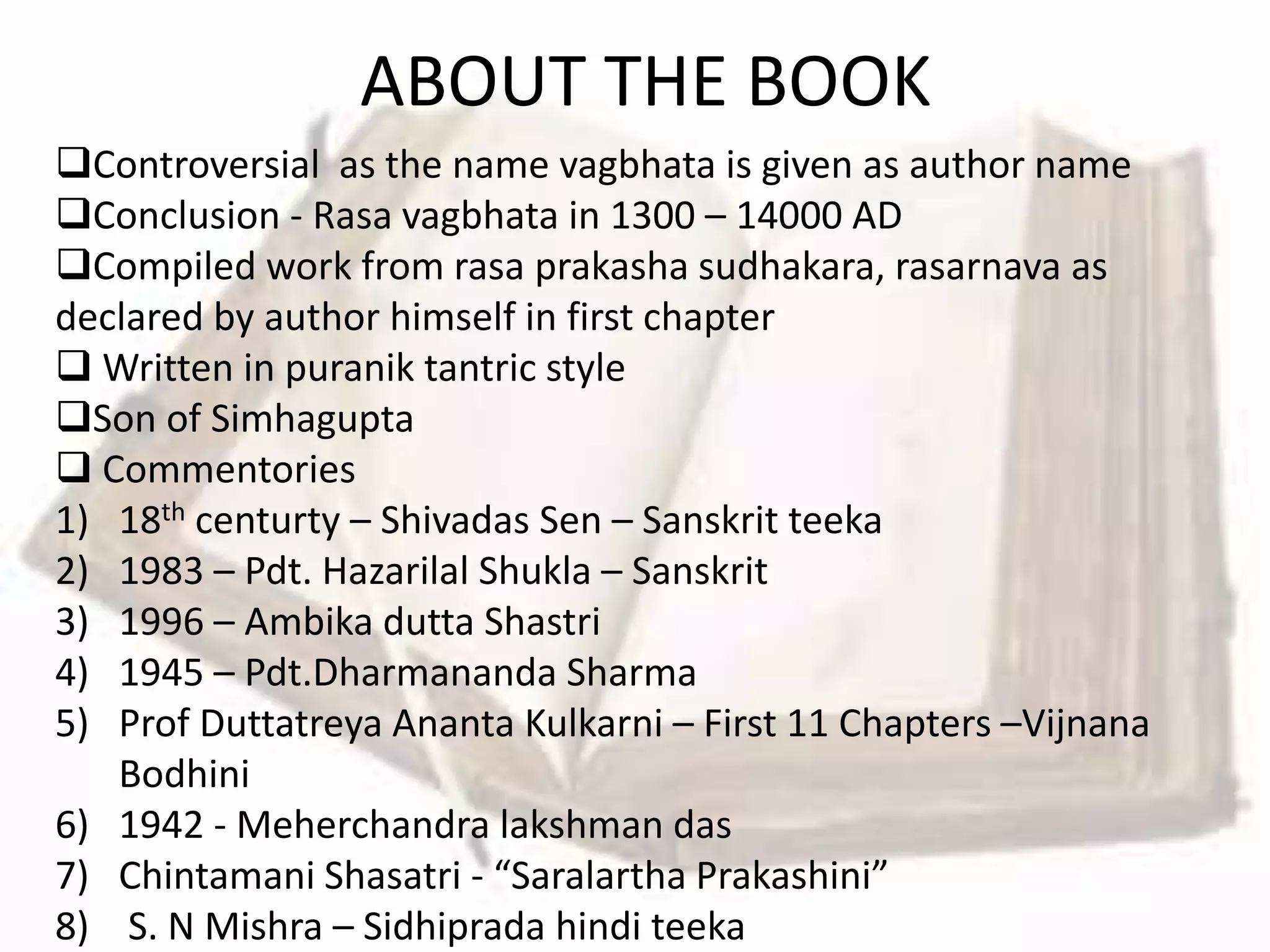 Rasa ratna samuchaya - 1st 11 chapters | PPTX