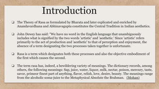 "Rasas" as Springs of Art in Indian Aesthetics | PPTX
