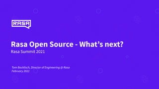 Rasa Open Source - What's next? | PDF