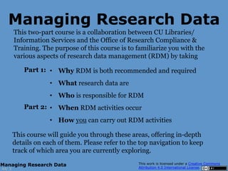 Research Data Management: Part 1, Principles & Responsibilities | PDF