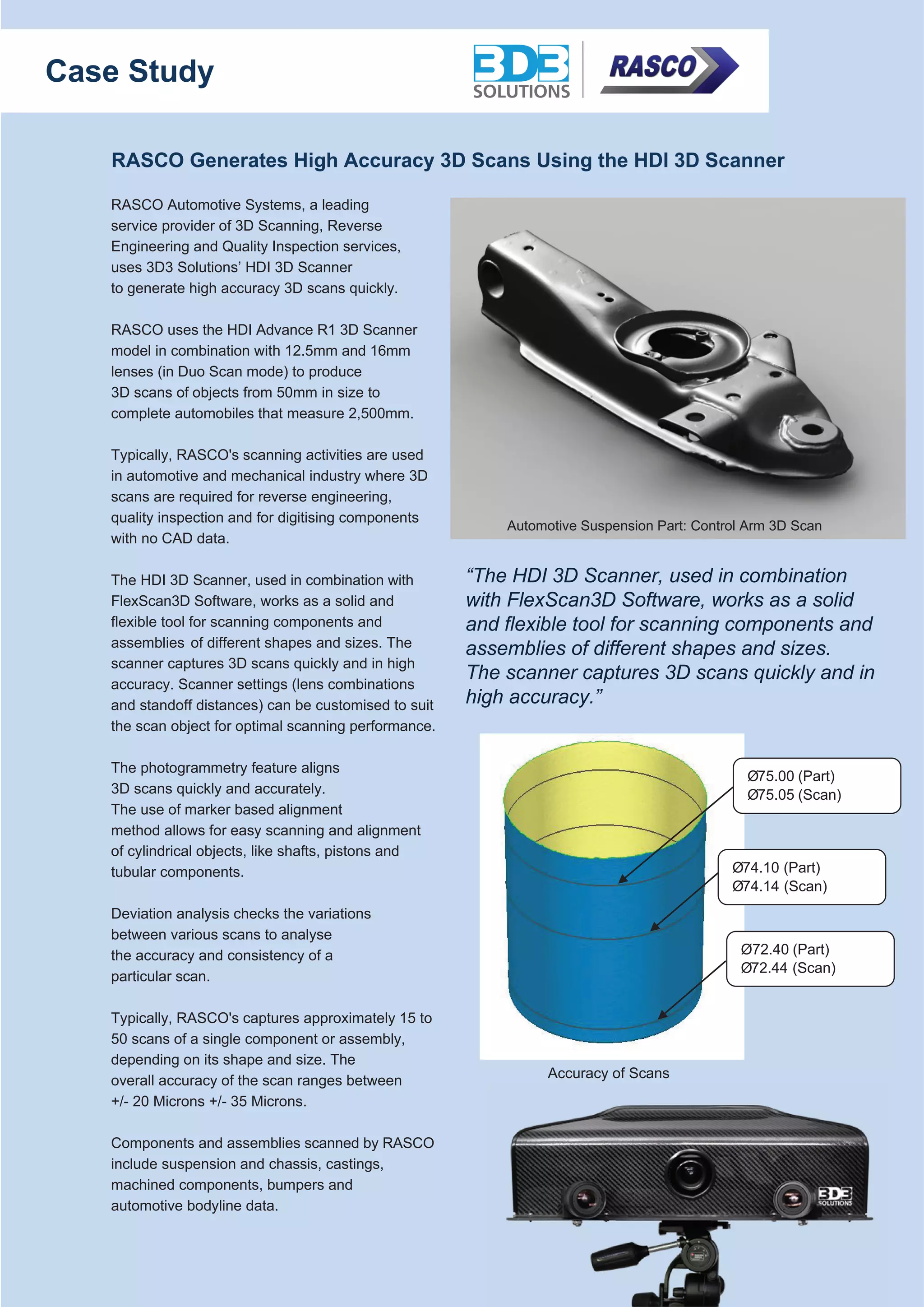 RASCO Generates High Accuracy 3D Scans Using the HDI 3D Scanner | PDF ...
