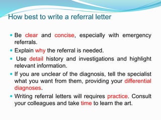 Rasel referral writing for medical purposes | PPTX