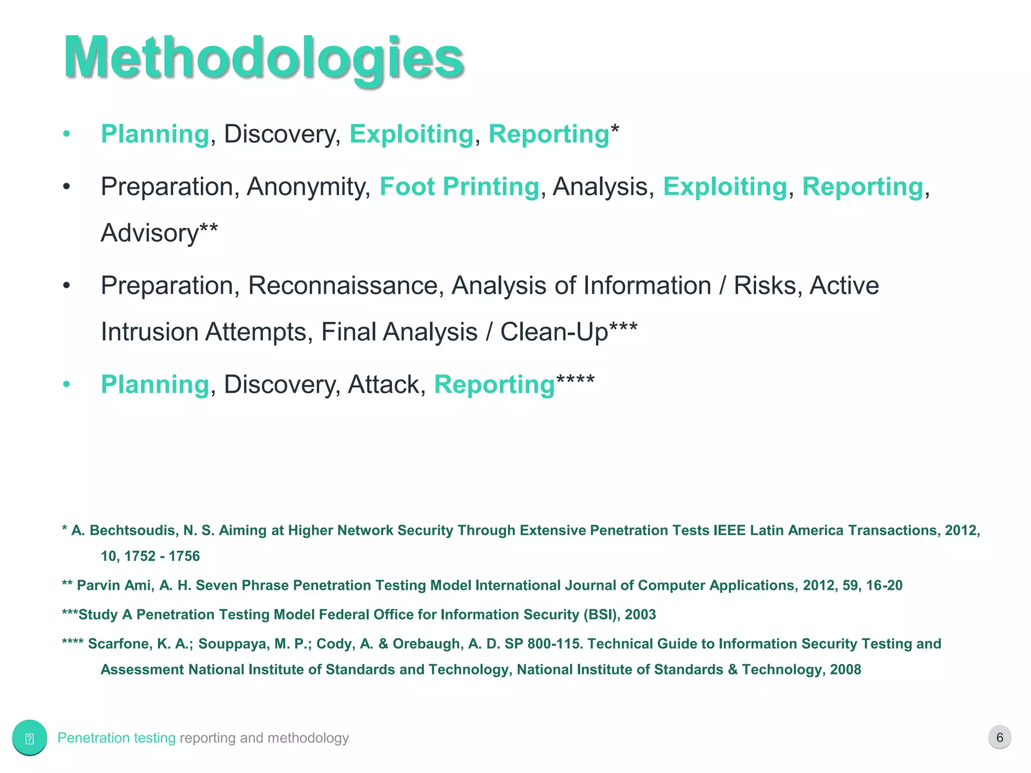 Penetration Testing Reporting And Methodology Ppt