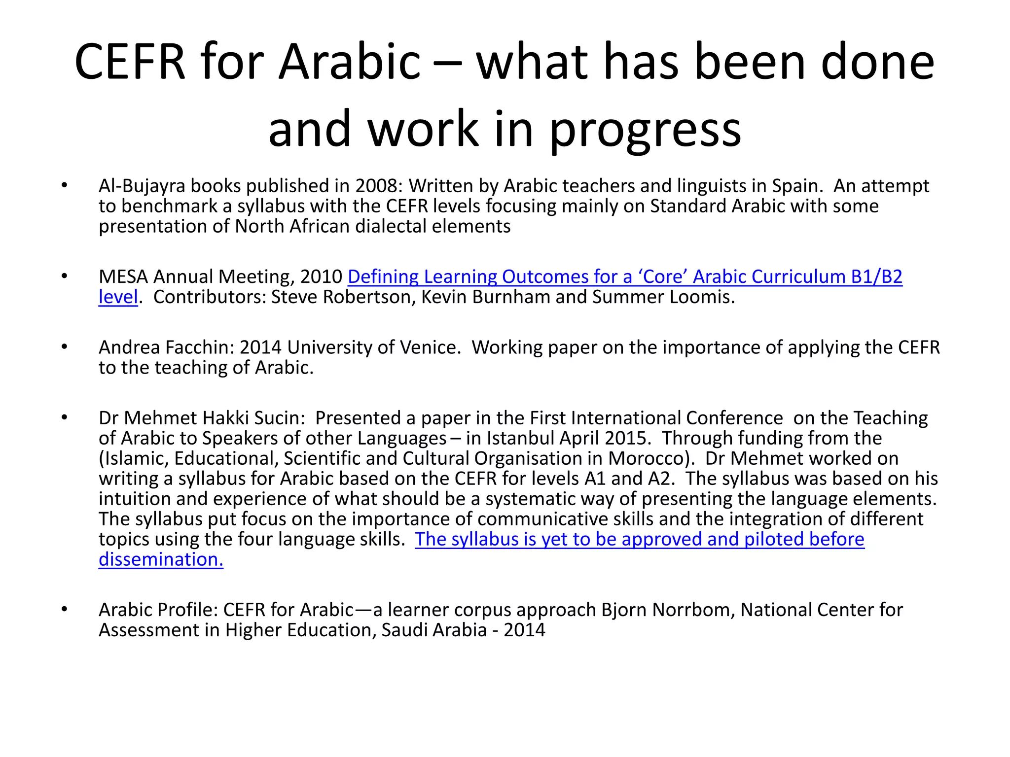 The Common European Framework of Reference for Arabic Language Teaching ...