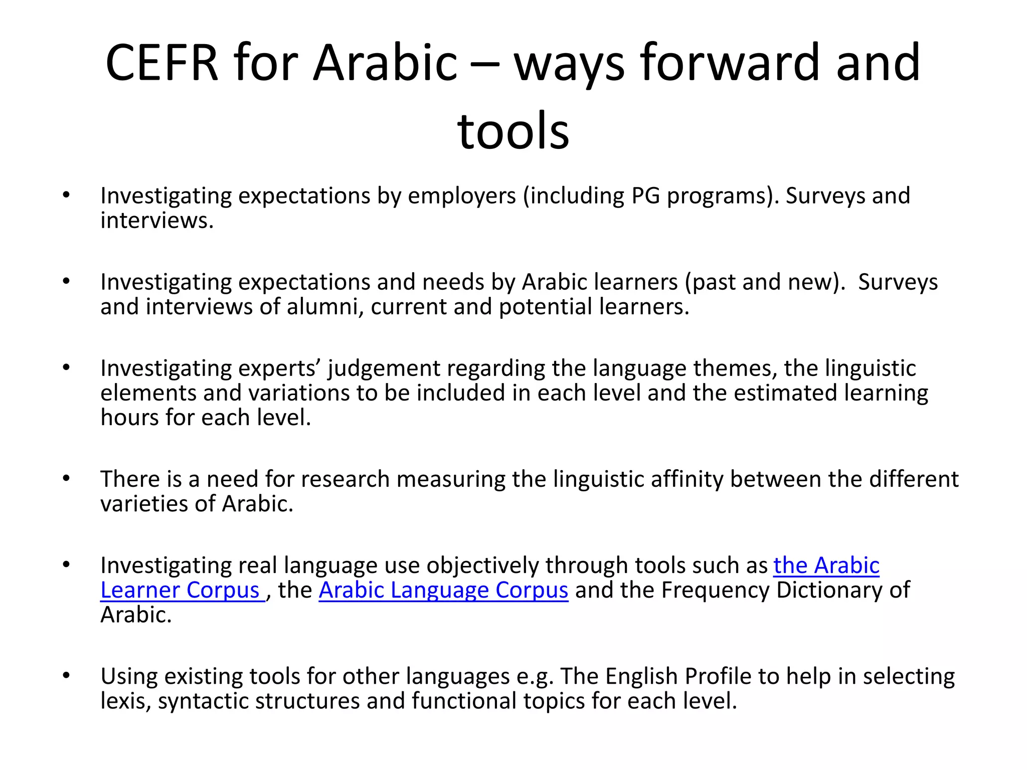 The Common European Framework of Reference for Arabic Language Teaching ...