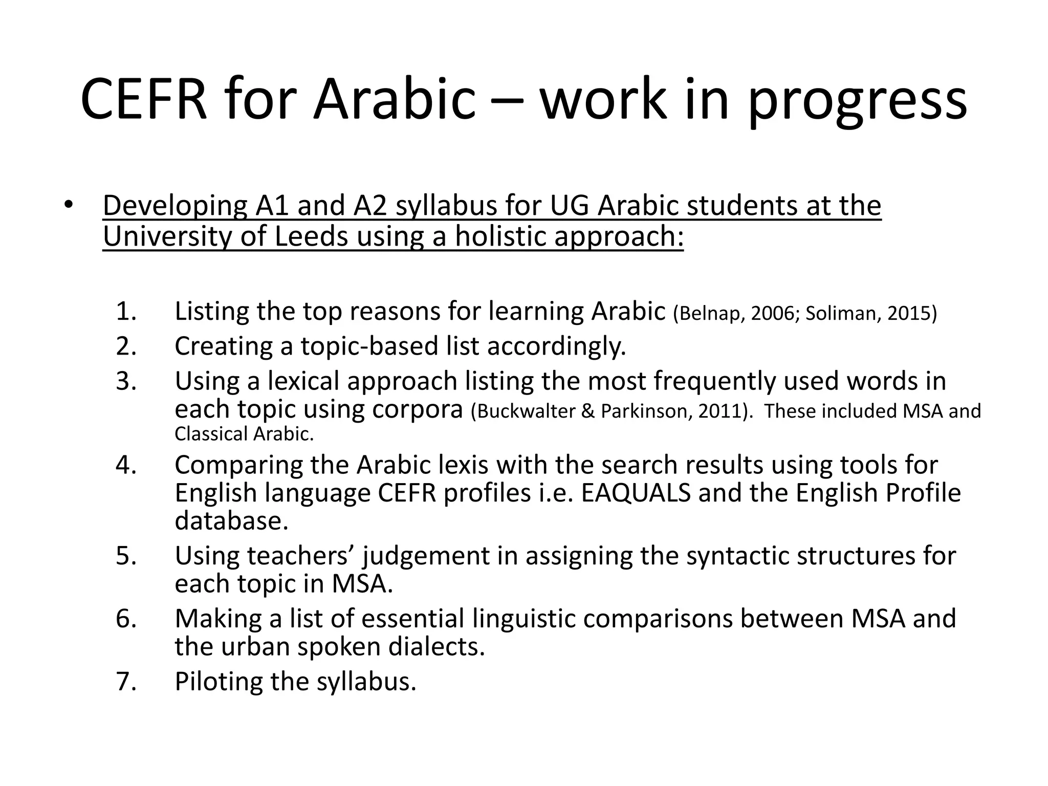 The Common European Framework of Reference for Arabic Language Teaching ...