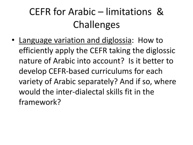 The Common European Framework of Reference for Arabic Language Teaching ...