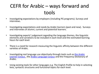 The Common European Framework of Reference for Arabic Language Teaching ...
