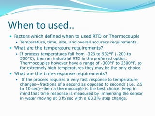 Temperature Sensor Thermocouple and RTD | PPTX