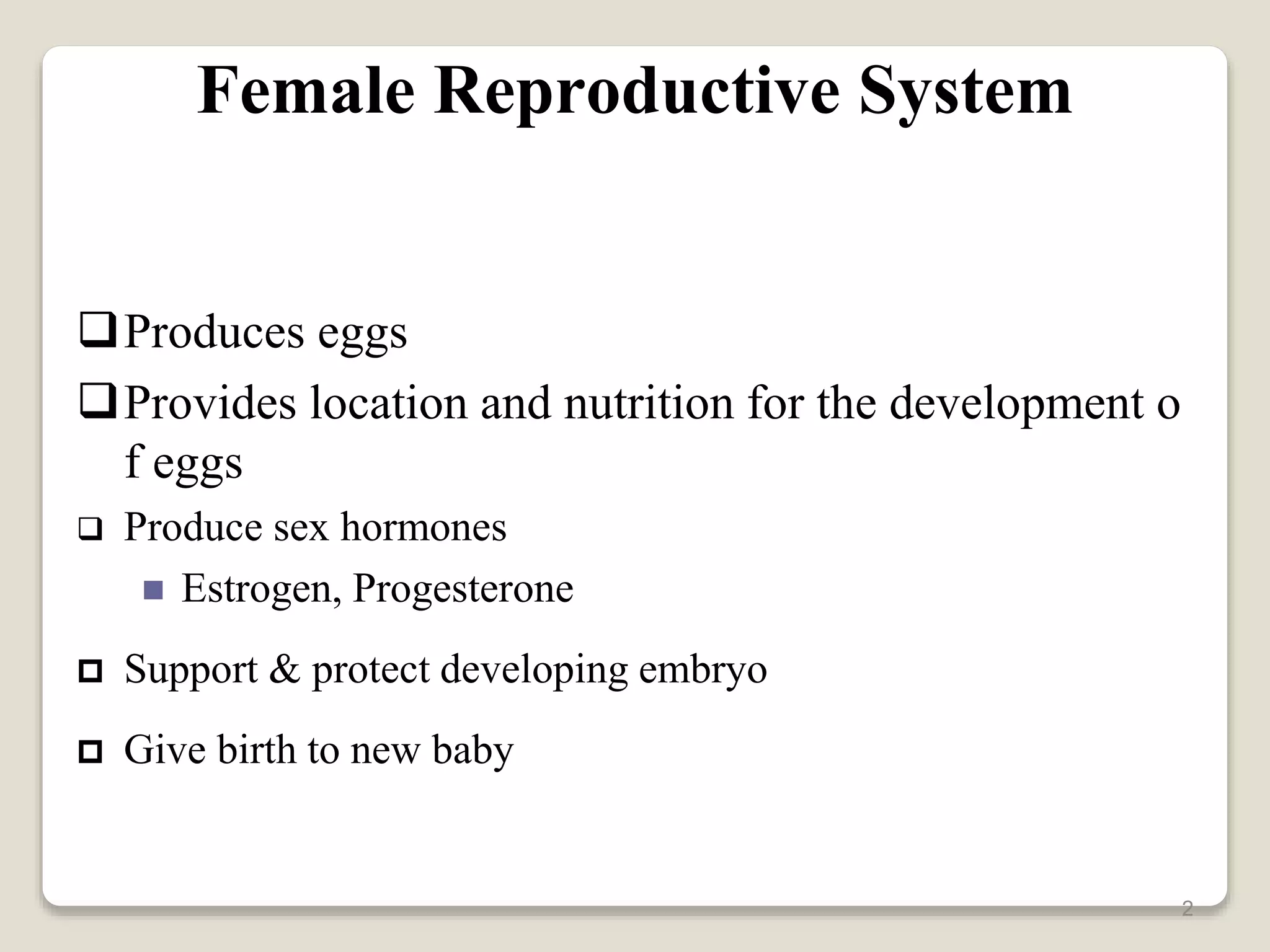 female reproductive system | PPT