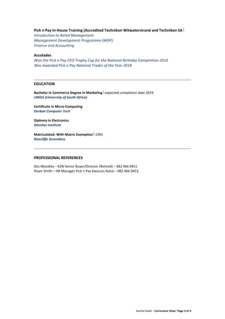 Rashid kader cv update | PDF | Retail Industry | Industries