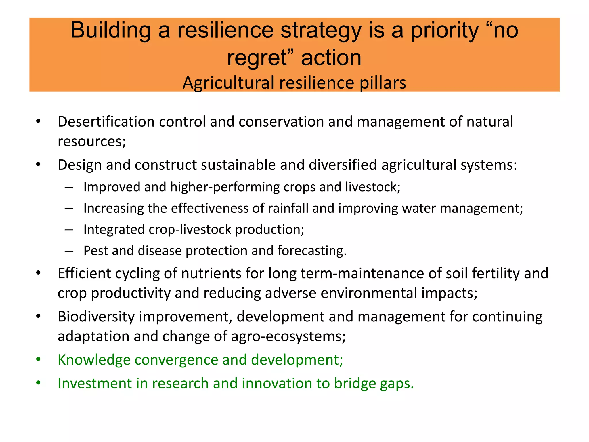 Ensuring climate resilience of agro-ecosystems and sustainable ...