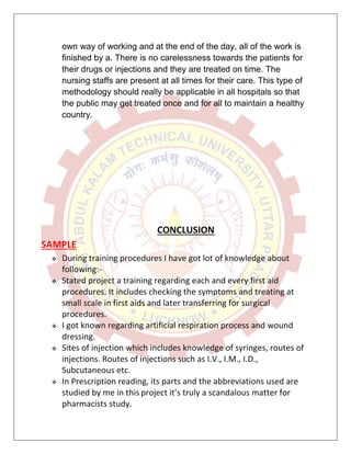 Report on hospital traning | PDF