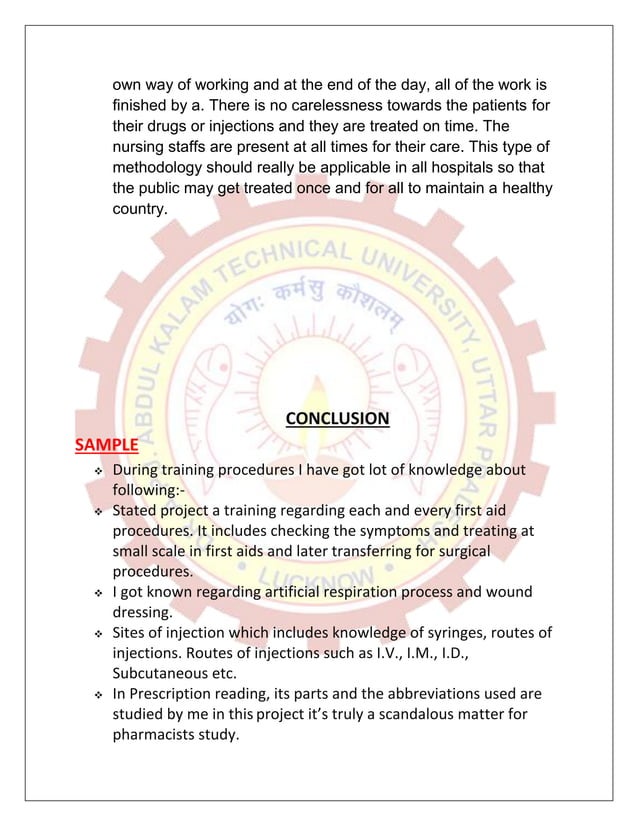 Report on hospital traning | PDF
