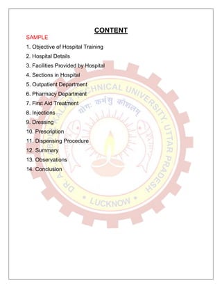 Report on hospital traning | PDF