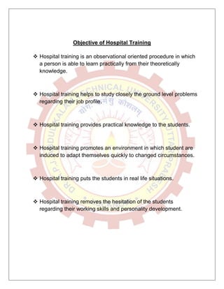 Report on hospital traning | PDF