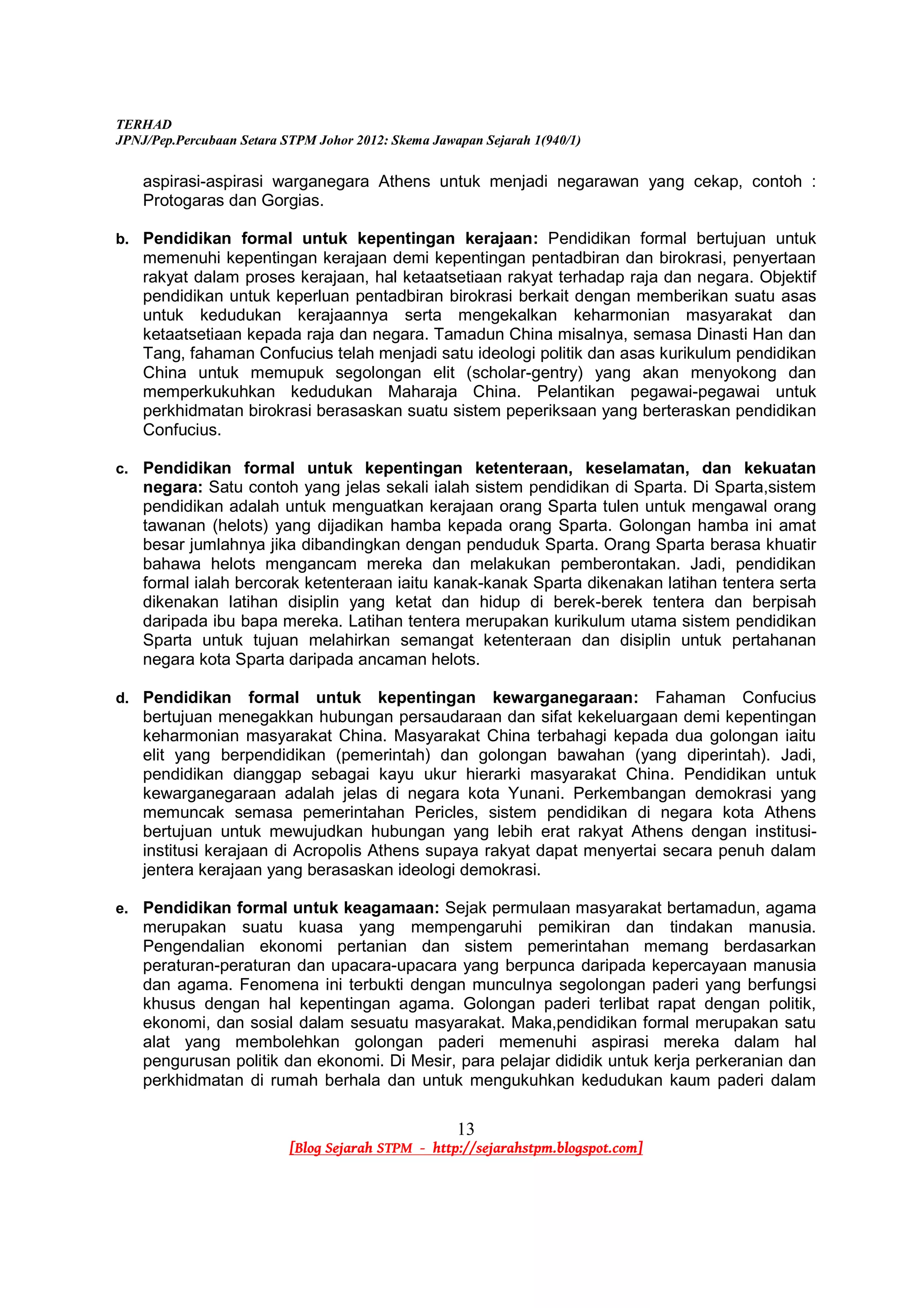 Rashman skema jawapan sejarah 1 johor 2012 | PDF