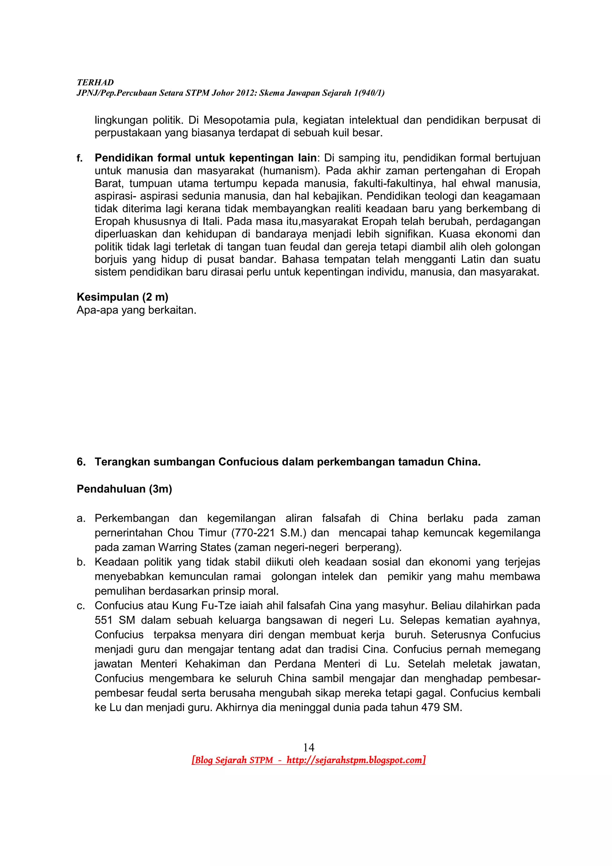 Rashman skema jawapan sejarah 1 johor 2012 | PDF