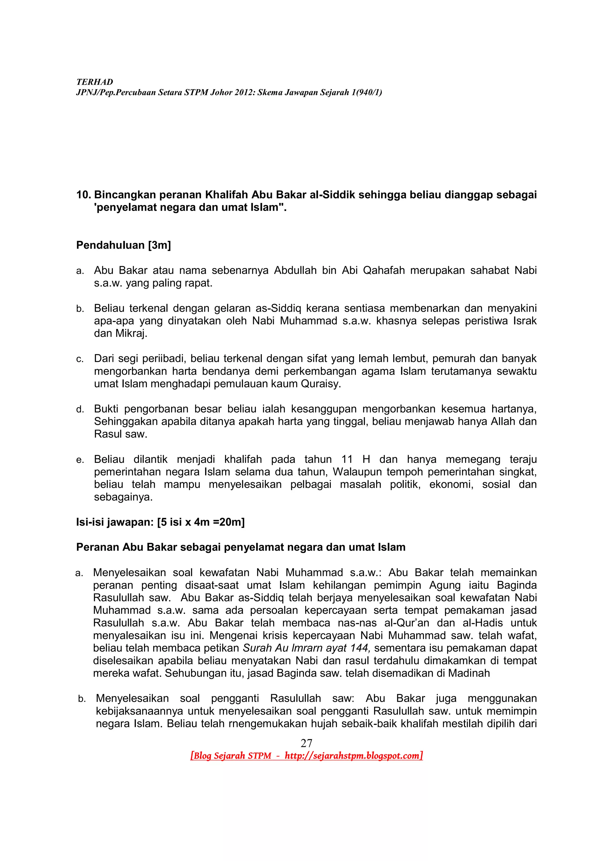 Rashman skema jawapan sejarah 1 johor 2012 | PDF