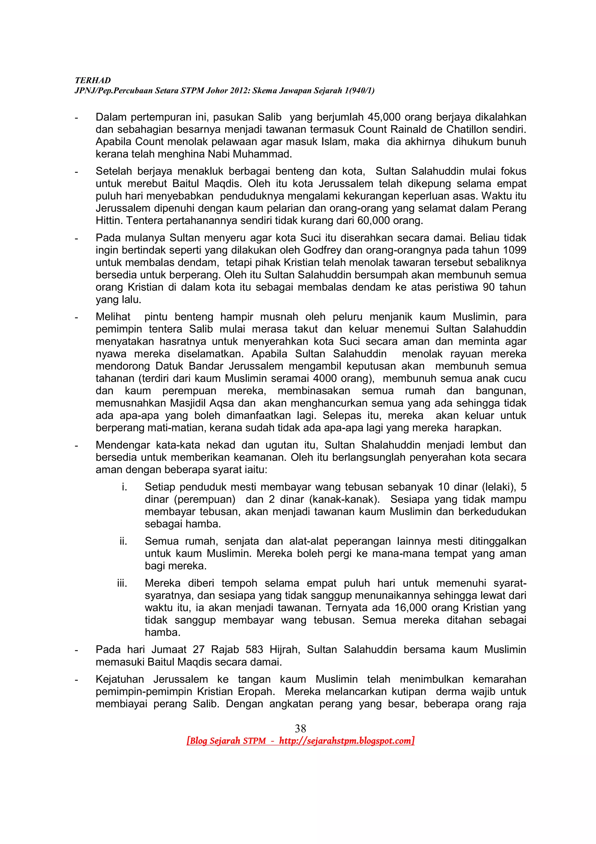 Rashman skema jawapan sejarah 1 johor 2012 | PDF