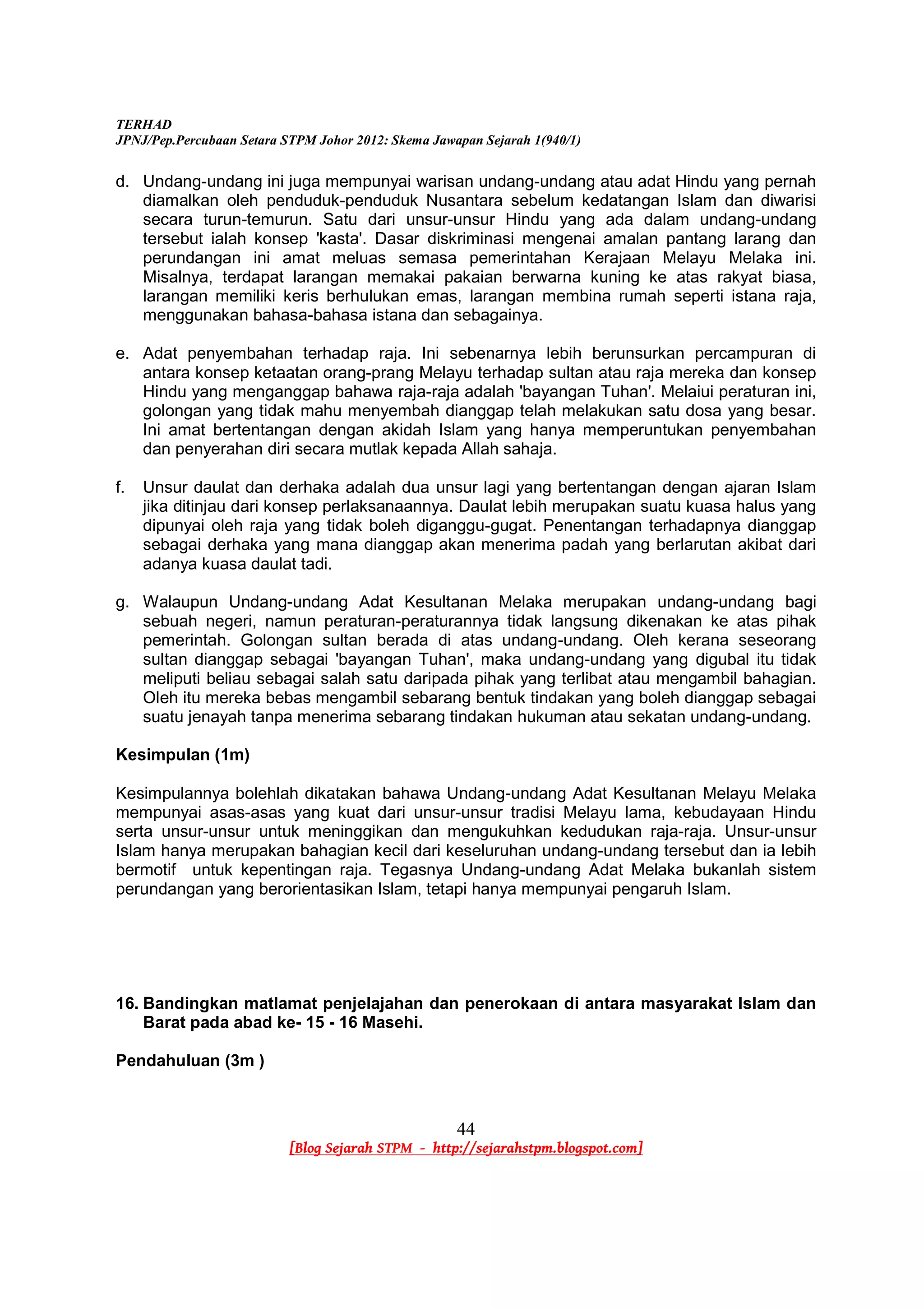 Rashman skema jawapan sejarah 1 johor 2012 | PDF