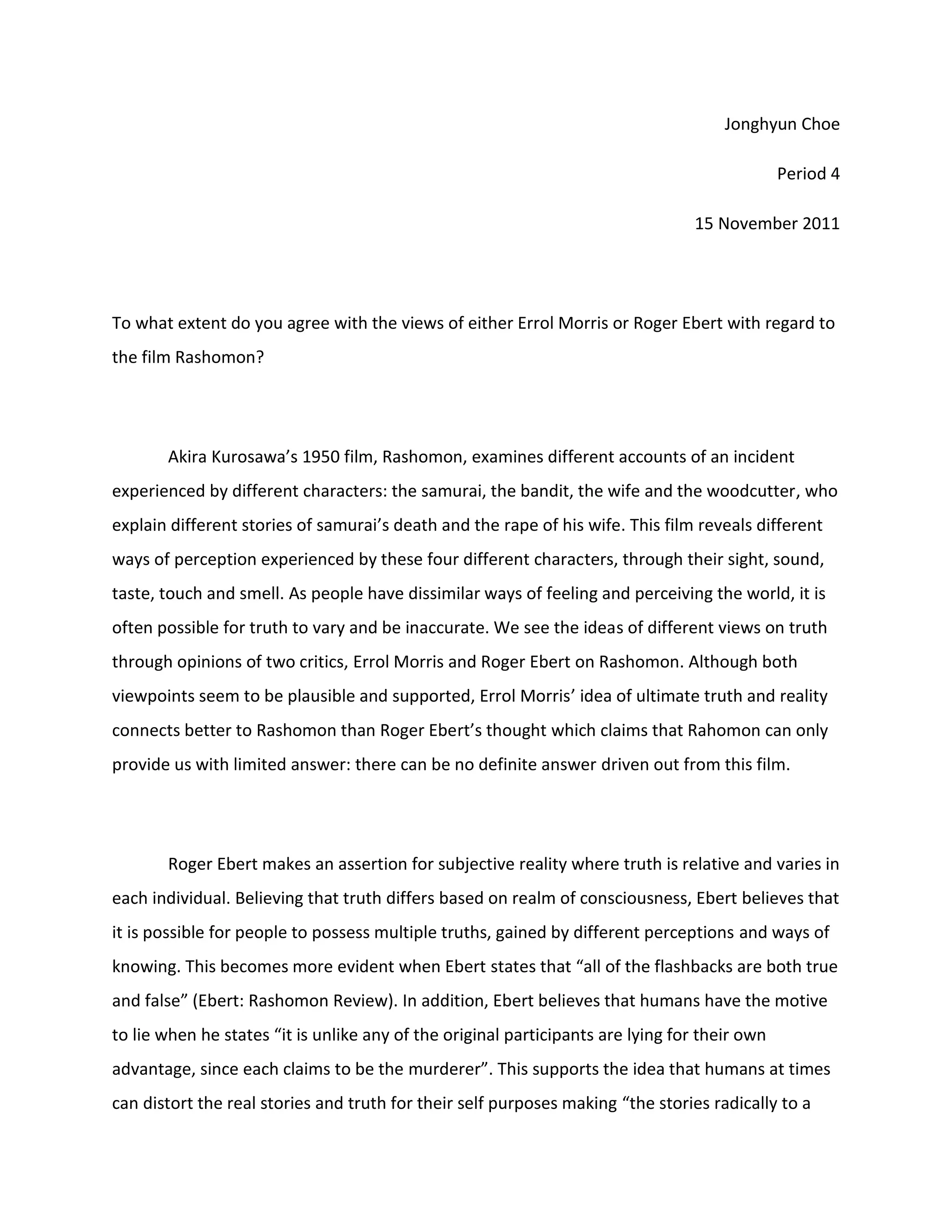 Rashomon final draft | PDF