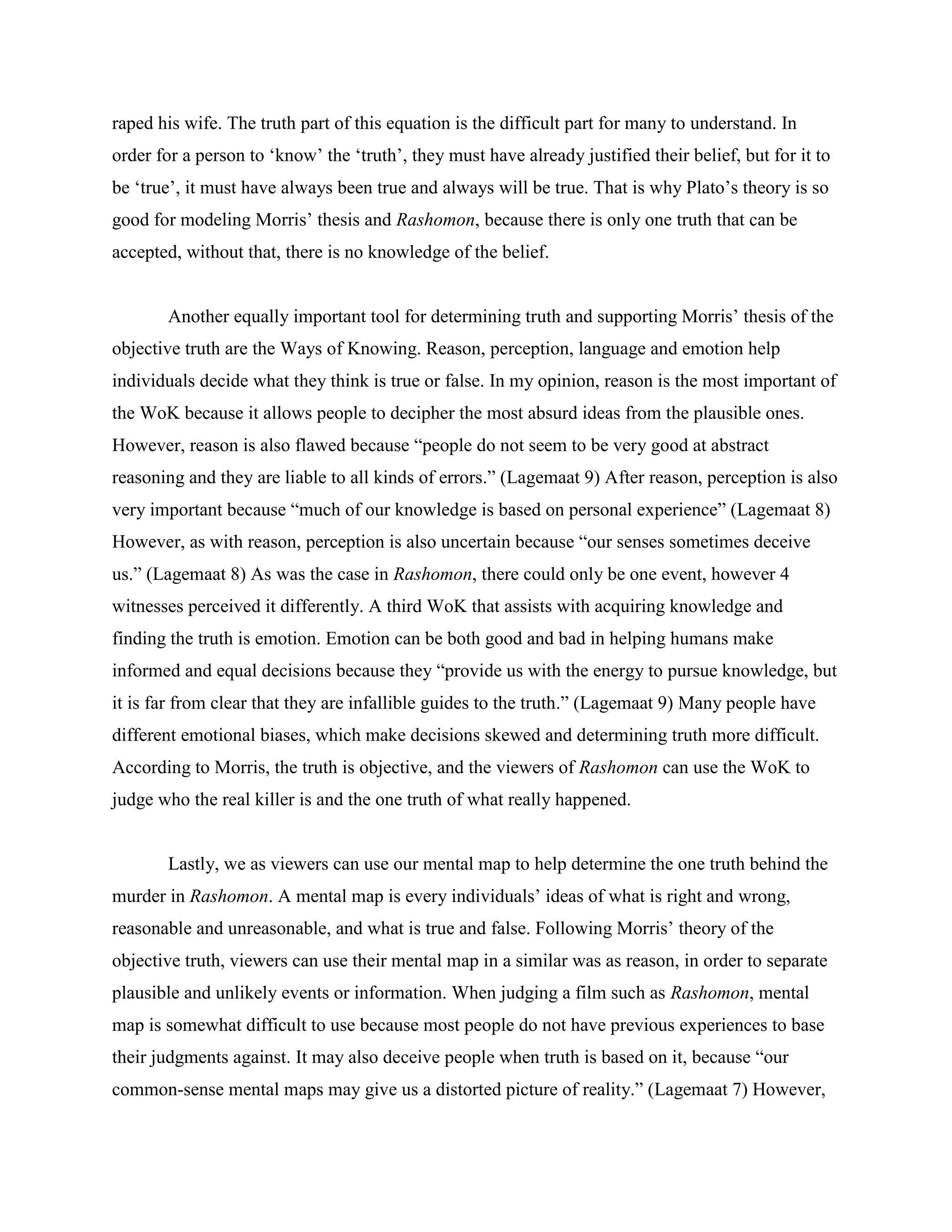 Rashomon final essay | DOCX