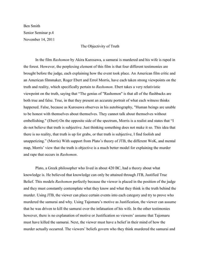 Rashomon final essay | DOCX | Documentary | Genres