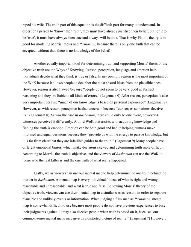 Rashomon final essay | DOCX | Documentary | Genres