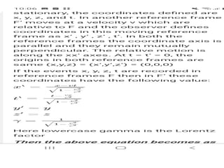 Lorentz transformation presented by Ranu. | PPTX