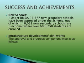 Rashtria Madhyamik Shiksha Abhiyan (rmsa) | PPTX | Education industry ...