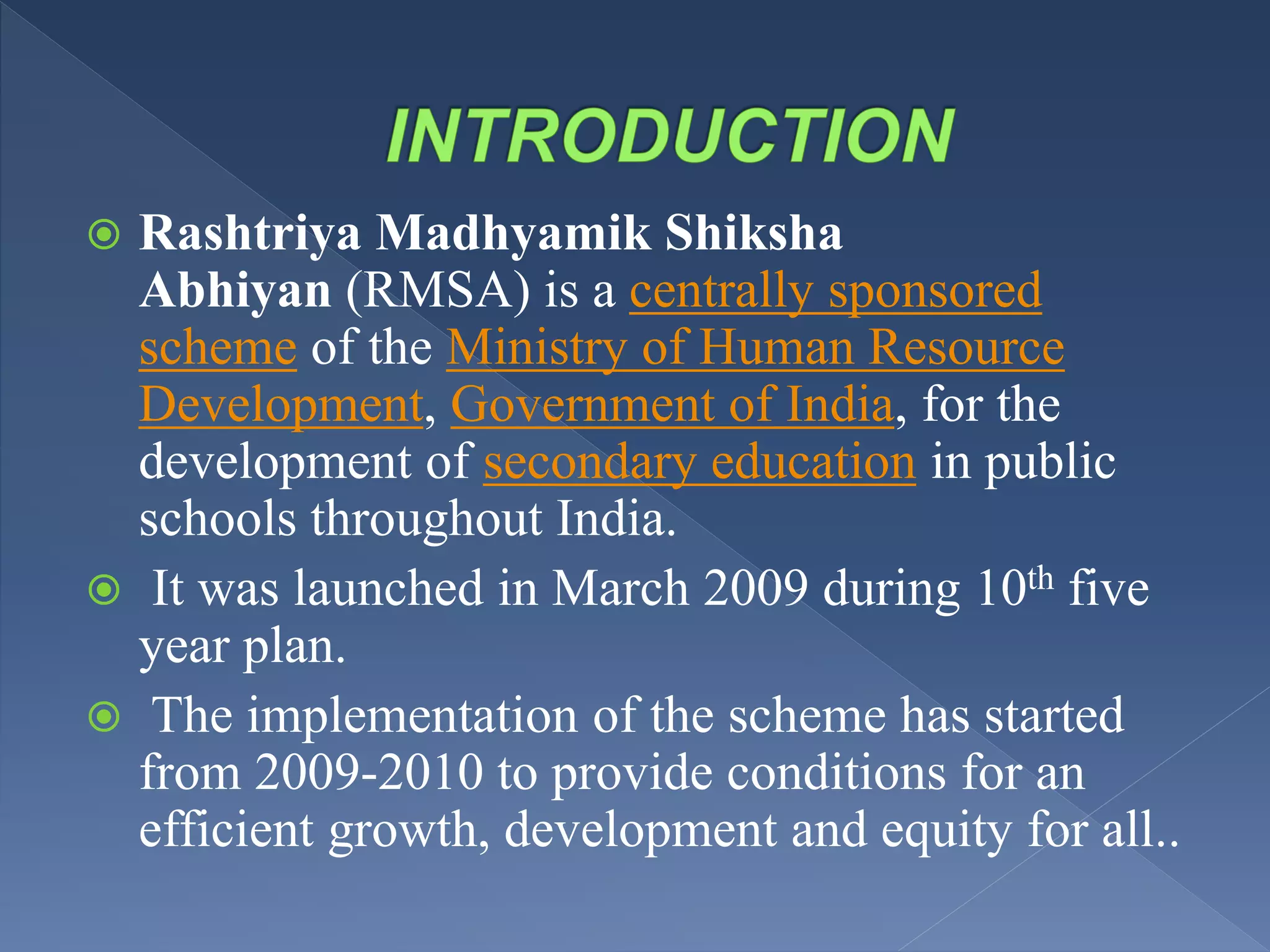 Rashtriya madhyamik shiksha abhiyan rmsa | PPTX