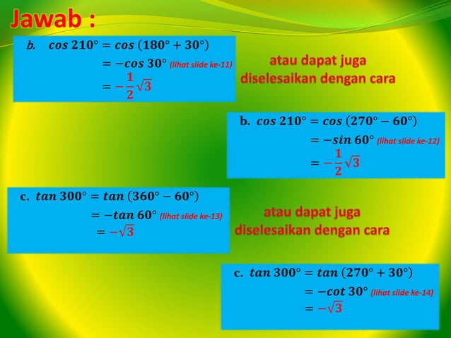 Rasio trigonometri sudut-sudut di berbagai kuadran | PPT