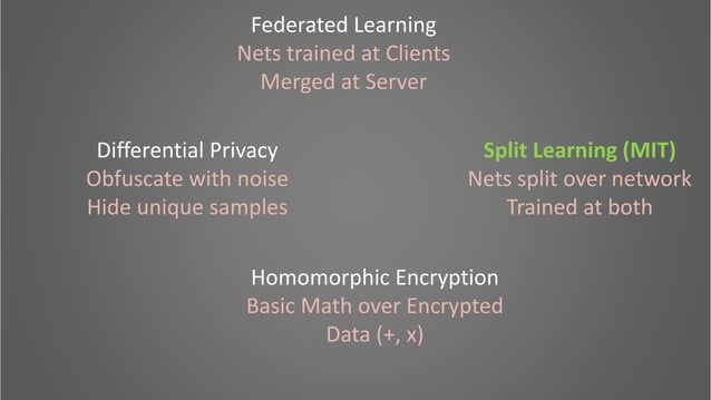 Split Learning versus Federated Learning for Data Transparent ML, Camera Culture Group, MIT ...