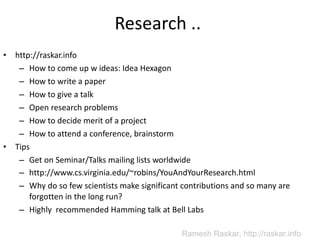 Raskar Thesis Guidance 2011 | PPT