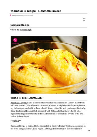 Rasmalai sweet | PDF