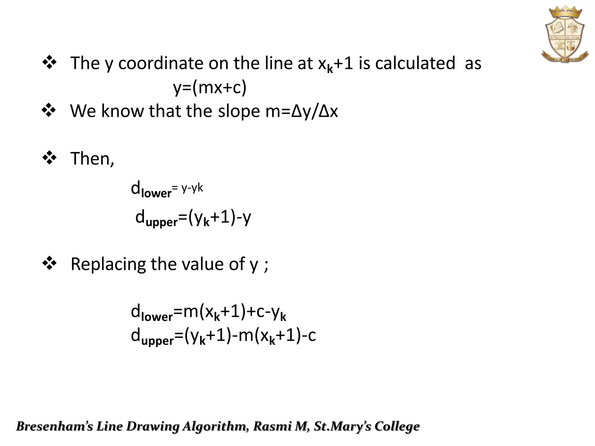 BRESENHAM’S LINE DRAWING ALGORITHM | PPTX