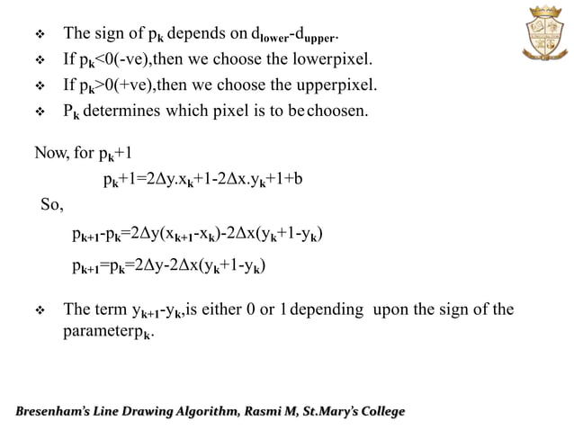 BRESENHAM’S LINE DRAWING ALGORITHM | PPTX