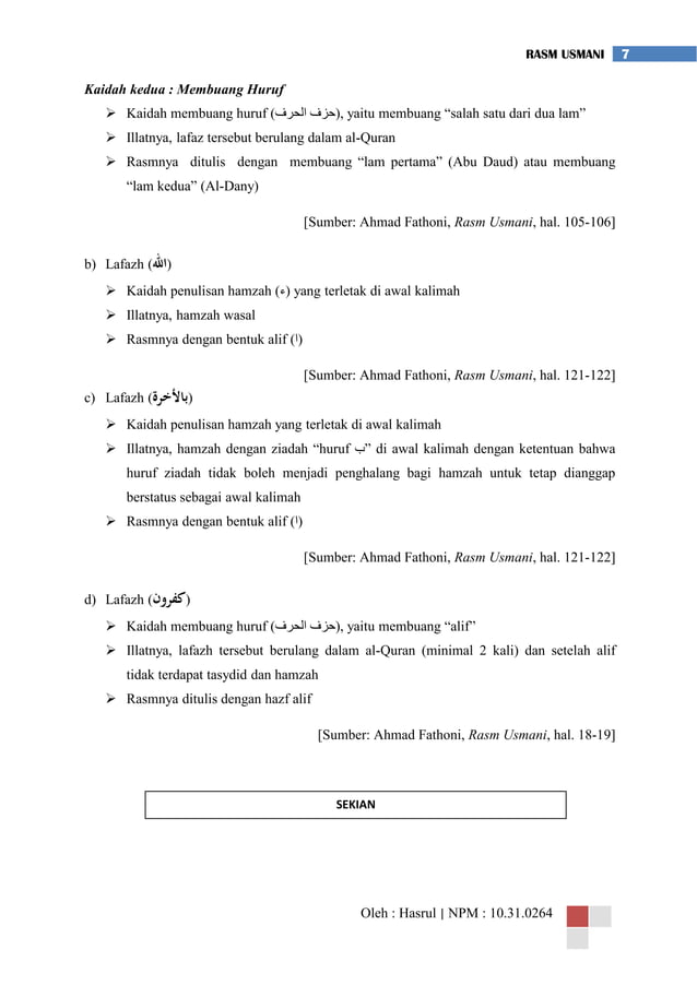 Rasm, Kaidah dan Illat Surah al-A'raf 43-45 PDF | PDF