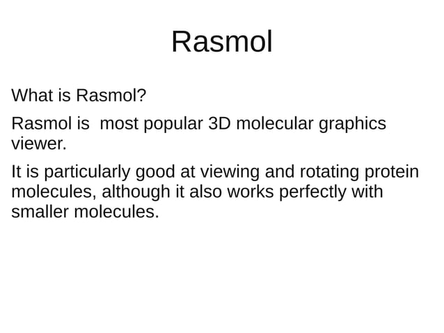 Use of Rasmol and study of proteins | PDF | Chemistry | Science