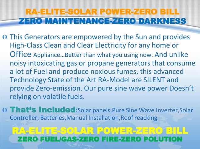Ra solar power generators presentation | PDF