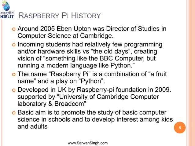 Raspberry-history, timeline, preparing it for use | PPT