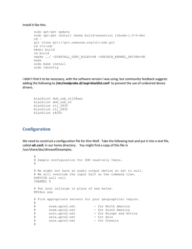 Raspberry PI iGate with TNC Direwolf Soundmodem | PDF