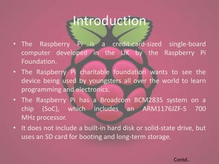 Raspberry pi | PPTX | Operating Systems | Computer Software and Applications
