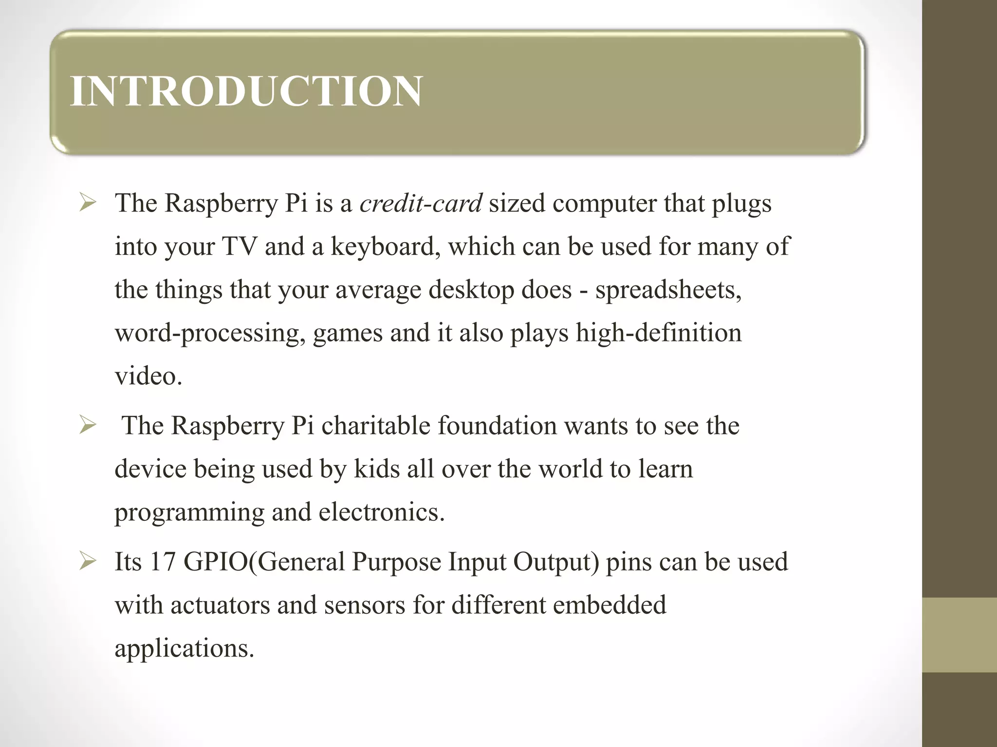 Raspberry pi | PPTX | Computer Peripherals | Computing