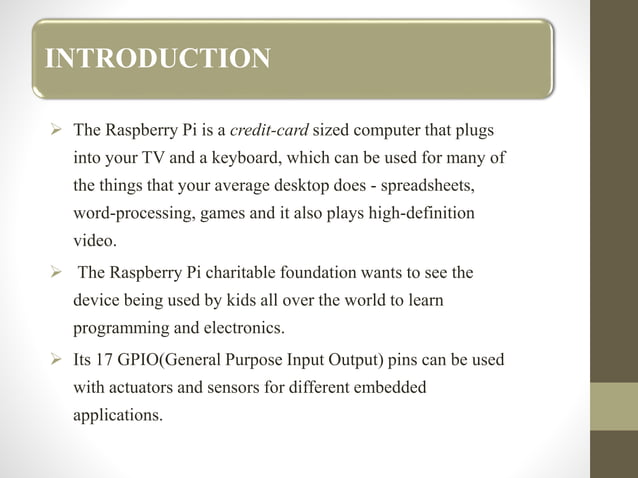 Raspberry pi | PPTX | Computer Peripherals | Computing