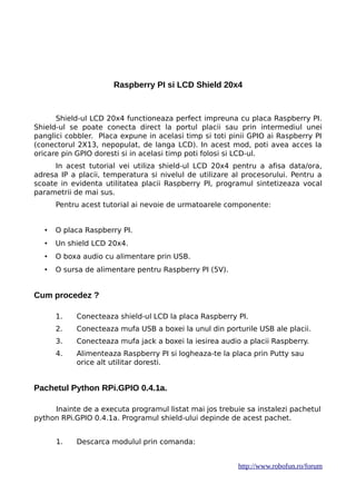 Raspberry pi lcd-shield20x4 | PDF
