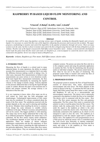 Raspberry pi based liquid flow monitoring and control | PDF