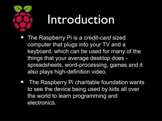 Raspberry pi : an introduction | PPT | Computing | Technology & Computing