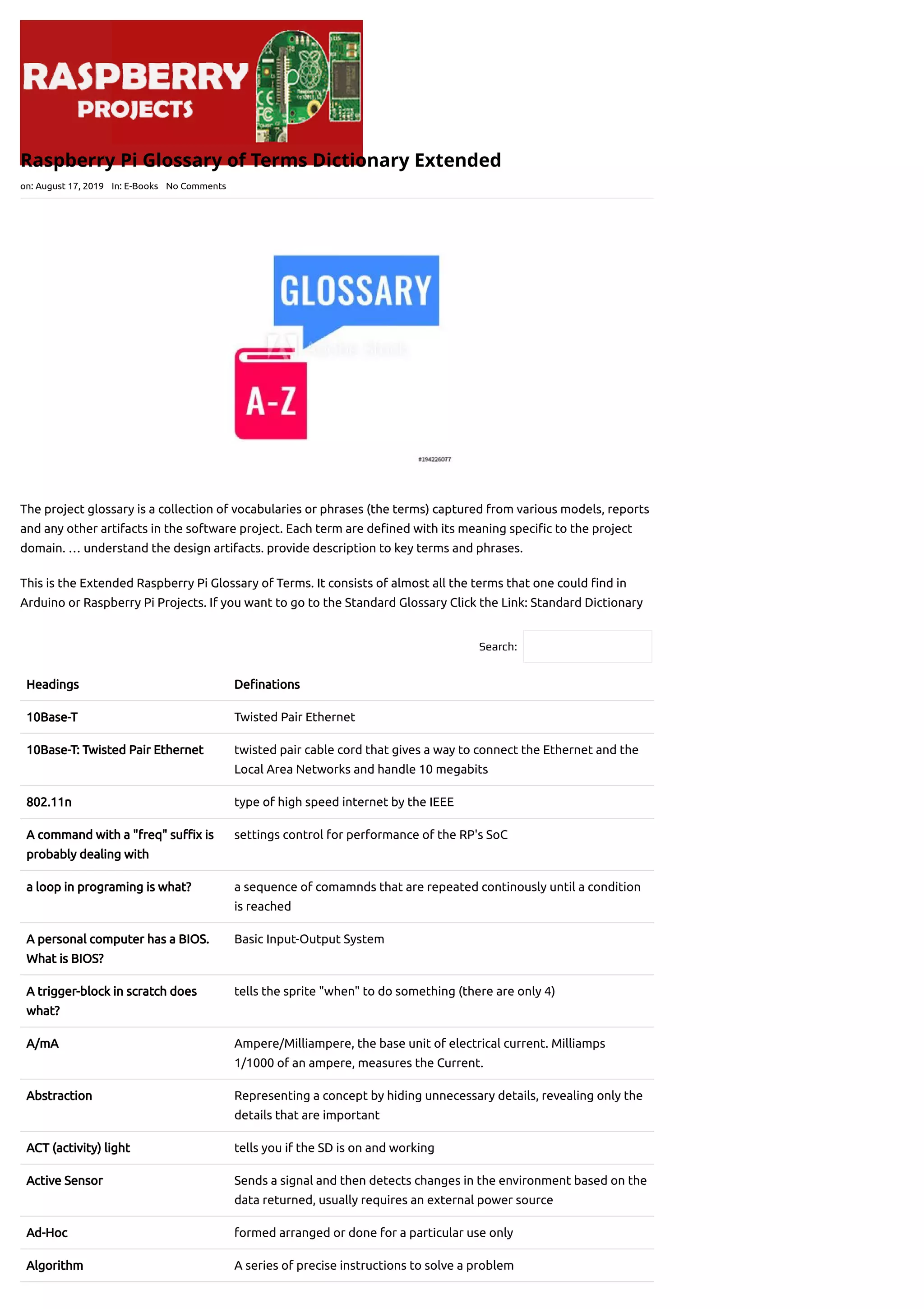 Raspberry pi glossary of terms dictionary extended | PDF
